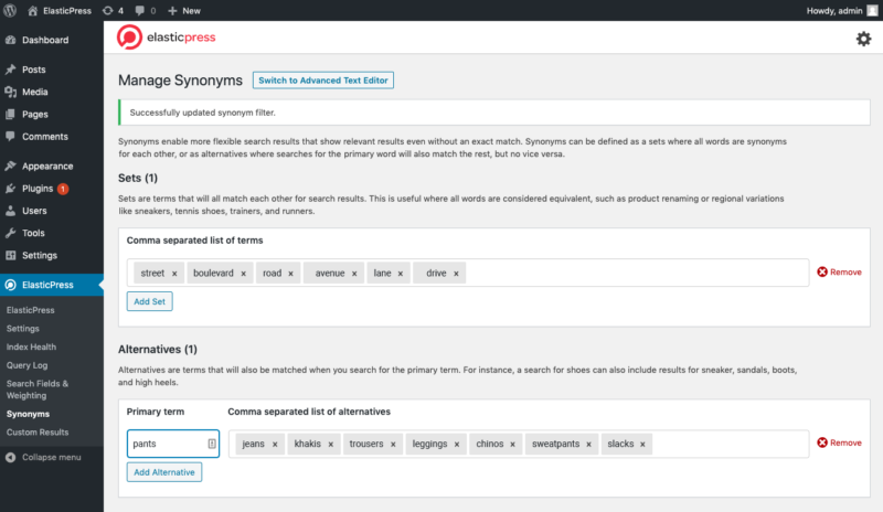 Search Term Highlighting, New Synonym Dashboard introduced in ...